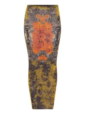JEAN PAUL GAULTIER Baroque Print Mesh Maxi Skirt - Multicolor