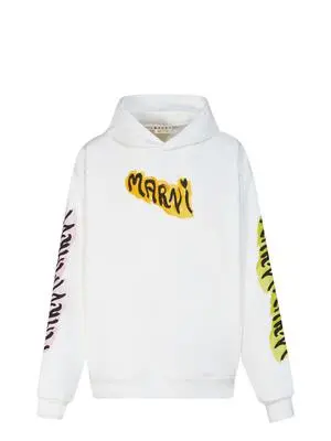 Marni Graffiti Printed Long Sleeve Hoodie - White