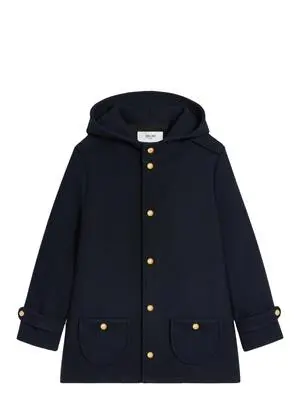 CELINE Celine Hooded Triomphe Coat In Wool Felt