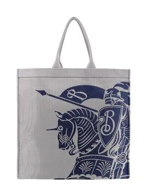 Burberry Logo Embroidered Tote Bag - Gray