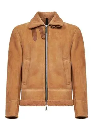 Tagliatore Tagliatore Steele Shearling-Trim Coat Brown