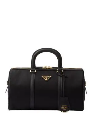 Prada Re-edition 1978 Medium Re-nylon And Saffiano Leather Top-handle Bag - Black