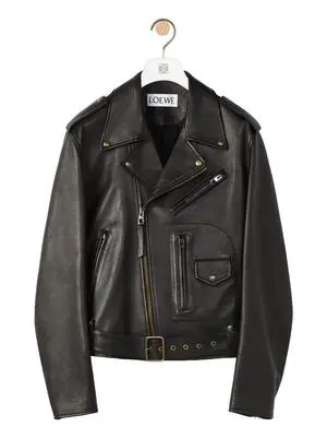 Loewe Zip-up Leather Biker Jacket - Black