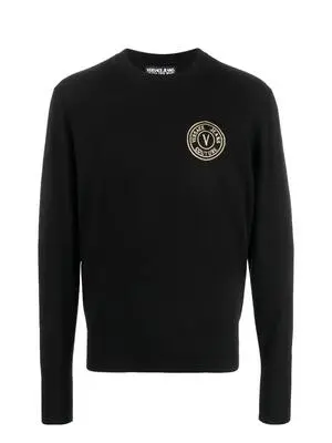 Versace Embroidered Crewneck Jumper - Black