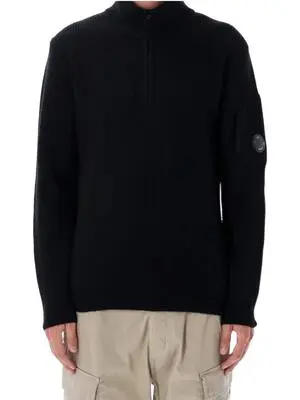 C.P. COMPANY Lens Detail Zip Knitwear - Black