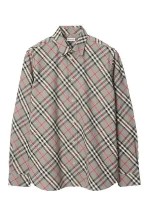 Burberry Long Sleeved Checked Shirt - Gray