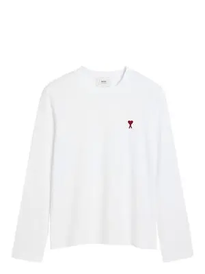 AMI Paris Ami Paris AMI De Coeur Long Sleeve T-Shirt White