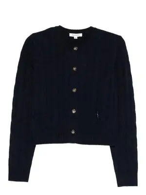 SPORTY  RICH Sporty & Rich Cable Knit Buttoned Cardigan - Black