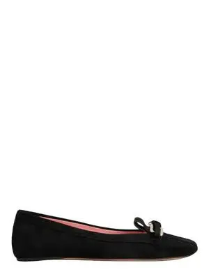 ROGER VIVIER Suede Virgule Ballerinas With Buckle Detail - Black
