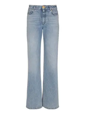 Balmain Logo Patch Straight-leg Jeans - Blue
