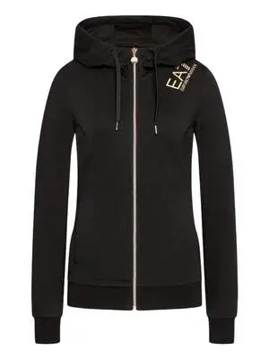 Emporio Armani Logo Zip-up Hooded Jacket - Black