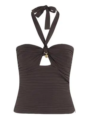 Philosophy Di Lorenzo Serafini Halterneck Top With Plissé Effect - Black