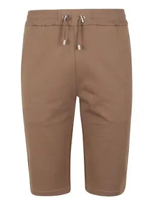 Balmain Cotton Shorts With Flocked Logo - Brown