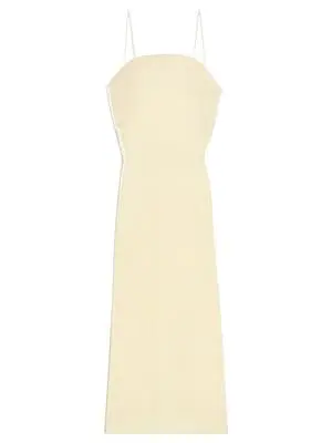 Jacquemus La Robe Carino Midi Dress With Spaghetti Straps And Slit Hem - Light Yellow
