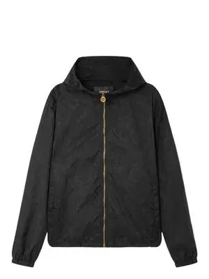 Versace Barocco Pattern Zip-up Hooded Jacket - Black