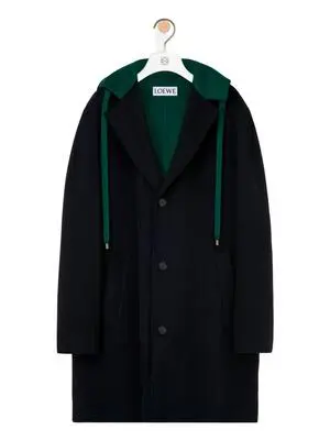 Loewe Hooded Cuff Coat - Black/green