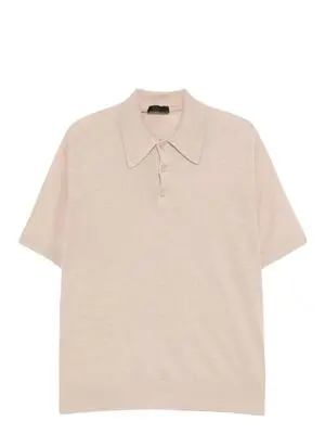 Prada Short-sleeved Knitted Polo Shirt - Oatmeal
