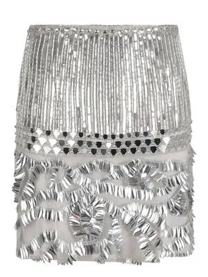 Alberta Ferretti Sequin Embellished High Waist Mini Skirt - Gray