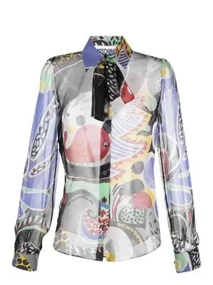 Moschino Graphic Print Shirt With Bow Collar - Multicolor