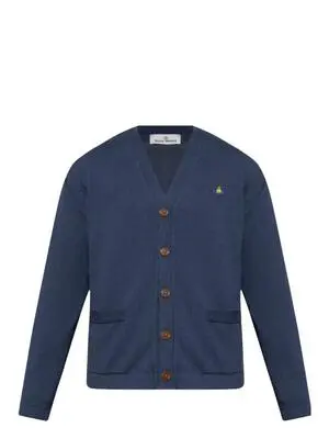 VIVIENNE WESTWOOD Orb Embroidered Buttoned Cardigan - Blue