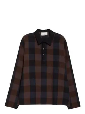 SONG FOR THE MUTE Plaid Long-sleeved Polo Shirt - Black