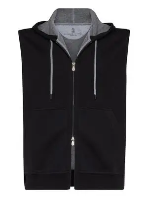 Brunello Cucinelli Sleeveless Drawstring Hoodie - Black