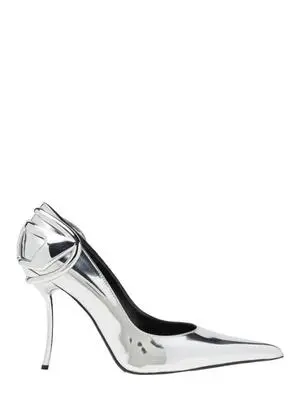 DIESEL® 90mm Pointed Slingback Pumps With Metal Detailing - Silver