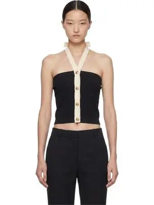 Marissa Chiara Halter Neck Tube Top With Contrast Trim - Whiteblack