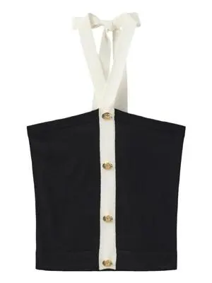 Marissa Chiara Halter Neck Tube Top With Contrast Trim - Whiteblack