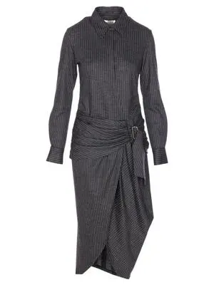 ISABEL MARANT ÉTOILE Isabel Marant Pinstripe Long Sleeve Draped Dress