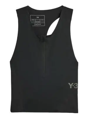 Y3 Cropped Logo Running Top - Black