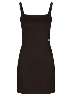 Dolce & Gabbana Logo Plaque Sleeveless Mini Dress - Black