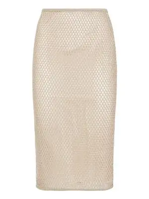 Prada Crochet Midi Knitted Skirt - Rope Ash