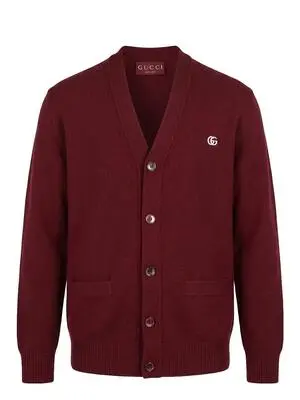 Gucci V-neck Long-sleeve Cardigan With Patch Pockets - Brown