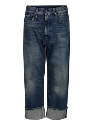 R13 Straight Leg Cuffed Jeans - Blue
