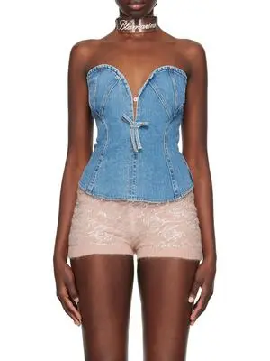 Blumarine Spliced Denim Bustier - Brown