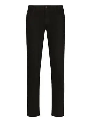 Dolce & Gabbana Logo-patch Slim-fit Jeans - Black