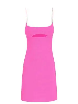 Gcds Logo Embellished Spaghetti Strap Mini Dress - Pink