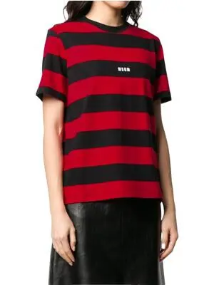 MSGM Striped Logo Print T-shirt - Black