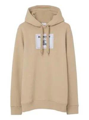 Burberry Logo Patch Drawstring Hoodie - Nude