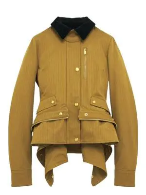 Alexander McQueen Cotton Herringbone Kickback Jacket With Corduroy Collar - Tan