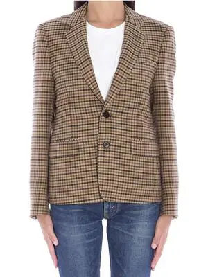 Celine Campbell Jacket In Checked Wool - Nude