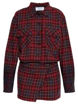 Off-White Check Flannel Arrow Dress - Black