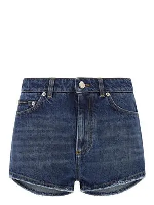 Dolce & Gabbana Frayed Denim Shorts - Blue