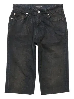 Balenciaga Distressed Denim Shorts - Black