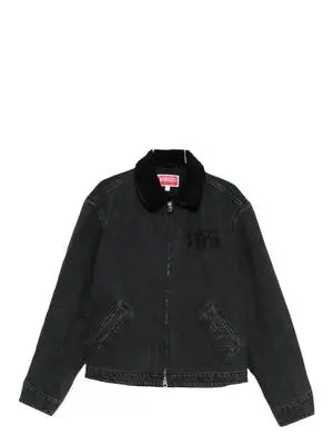Kenzo Happy Tiger Embroidered Utility Denim Jacket - Black