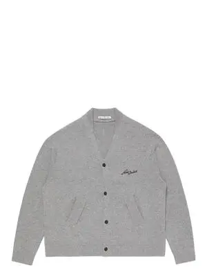 Acne Studios V-neck Cardigan With Embroidered Logo - Gray