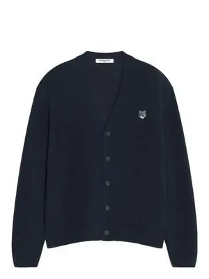 Maison Kitsuné Maison Kitsuné Fox Head V-Neck Cardigan Navy