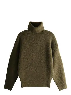 TOTEME Totême High Neck Textured Long Sleeve Sweater Pepper
