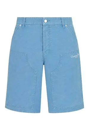 Dior Logo Embroidered Bermuda Shorts - Blue